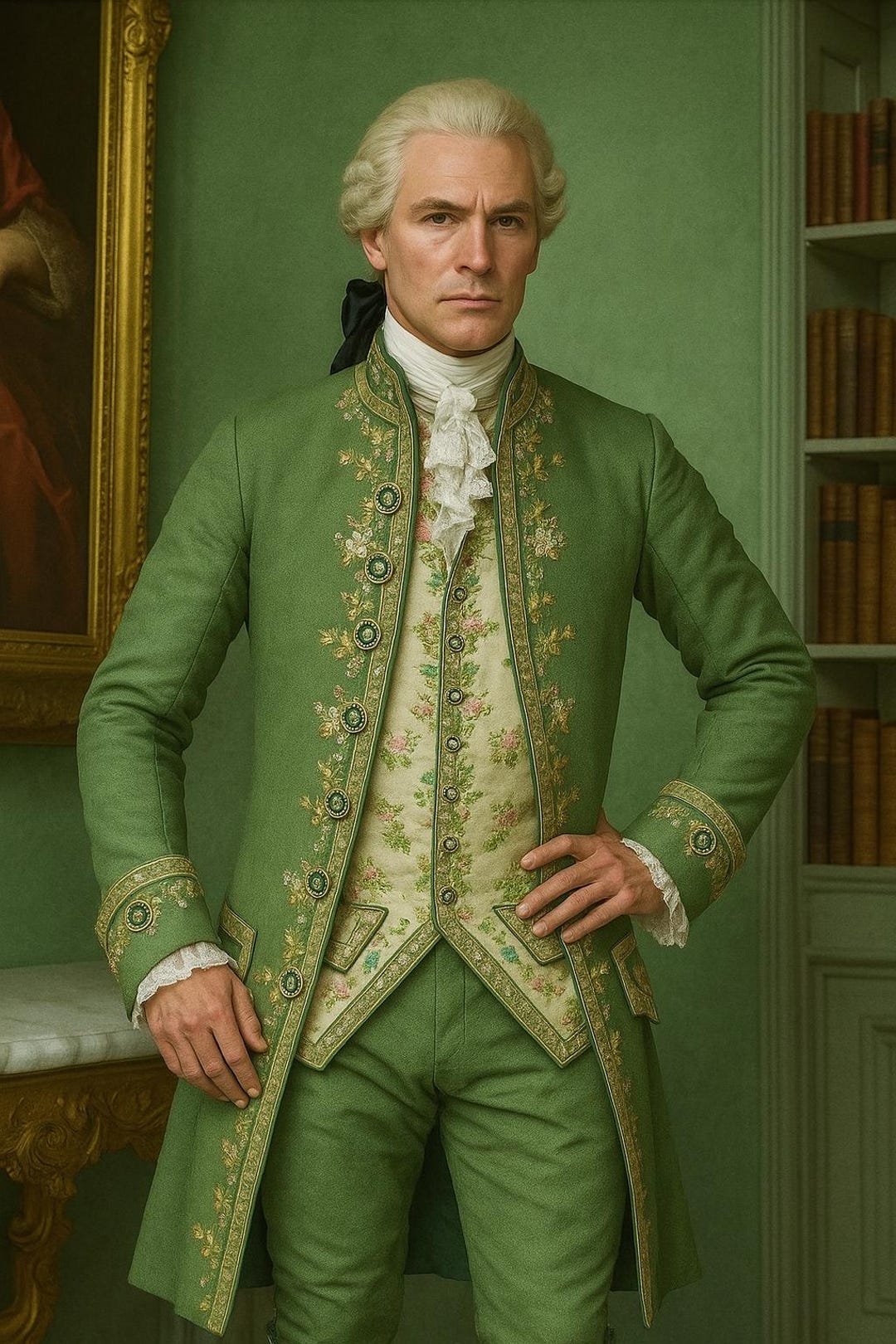 Green Mens Costume Rococo Suit, Embroidered Historical Frock Coat - Etsy