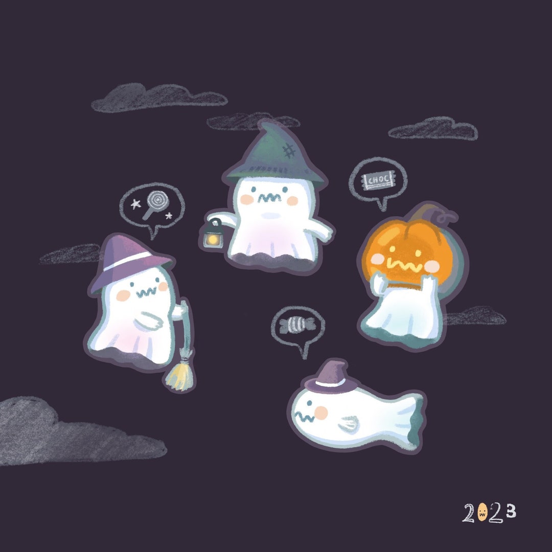Halloween Ghost Clear Vinyl Sticker - Etsy