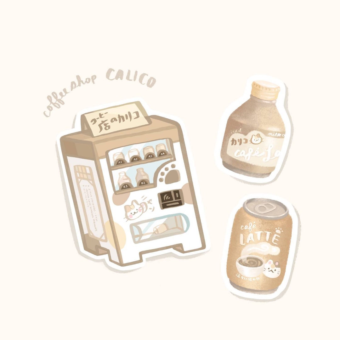 Coffee Shop Calico Vinyl Sticker - Etsy
