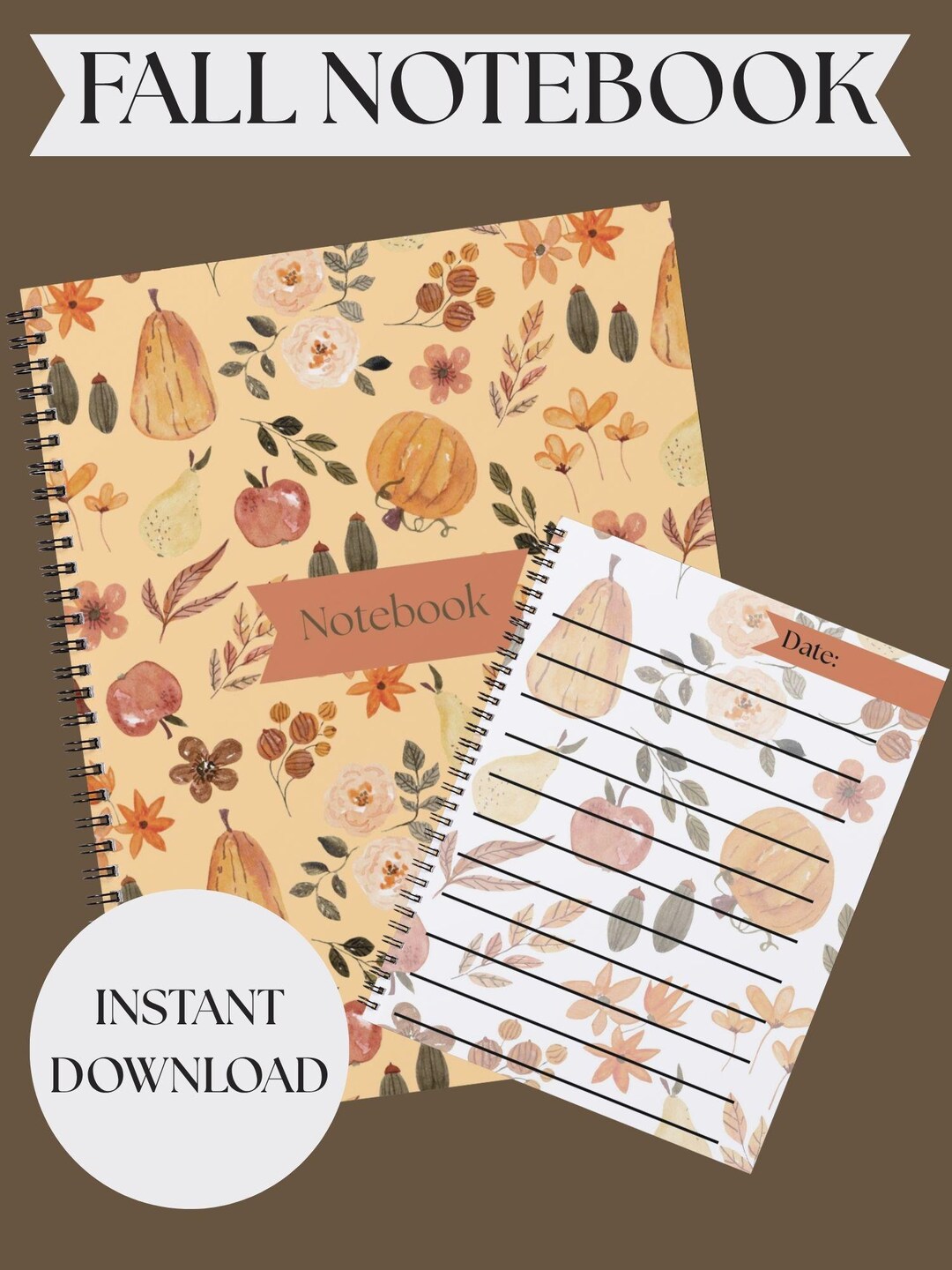 Fall Brown Beige Aesthetic Nature Notebook Cozy Autumn Writing Notebook ...
