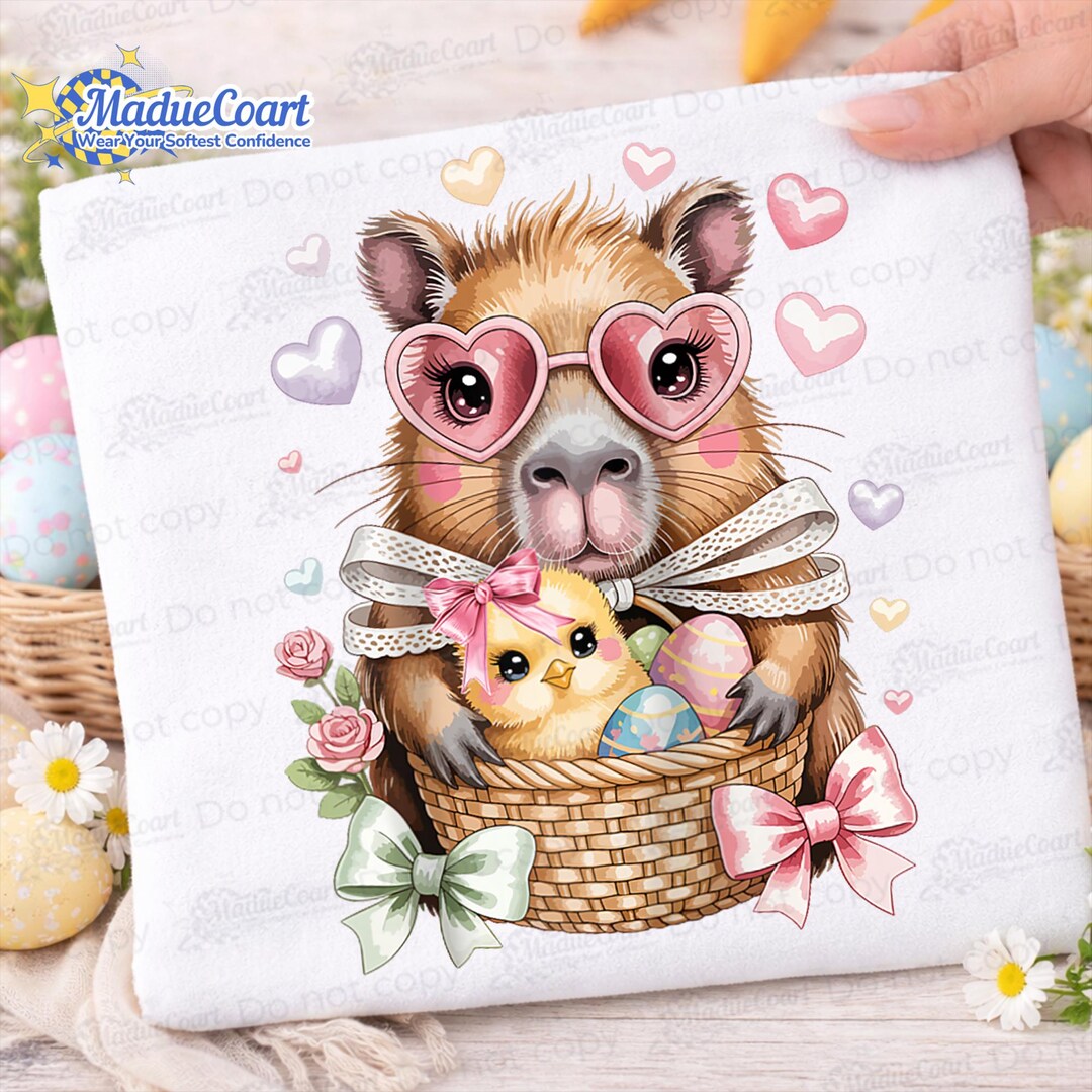 Capybara Easter PNG, Watercolor Capybara Wearing Heart Glasses Digital ...