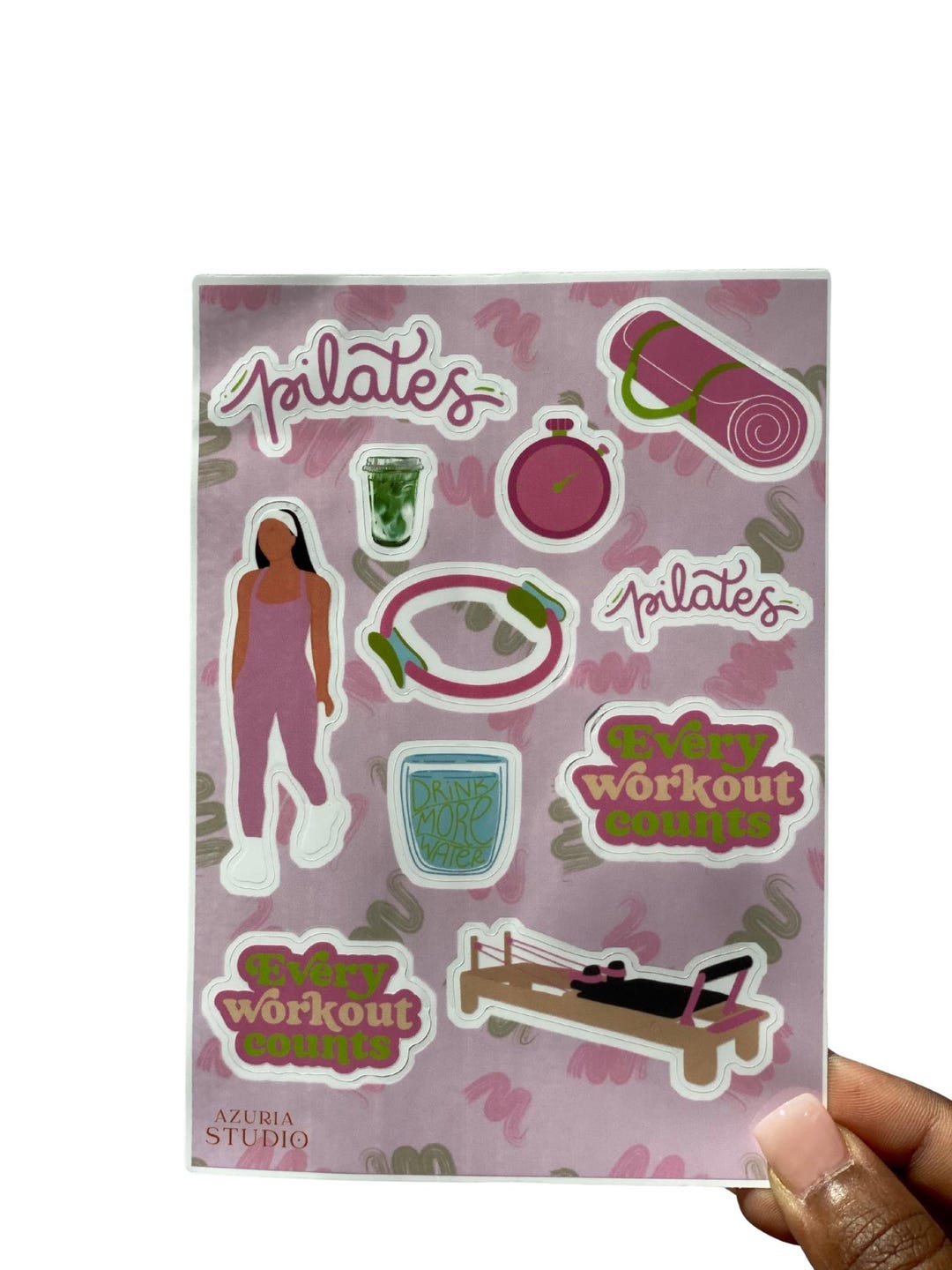 Pilates Aesthetic Sticker Sheet | Every Workout Counts | Clear Vinyl ...