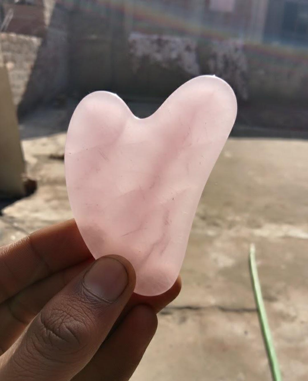 Rose Quartz Gua Sha Facial Tool | Natural Crystal Face Massager for ...