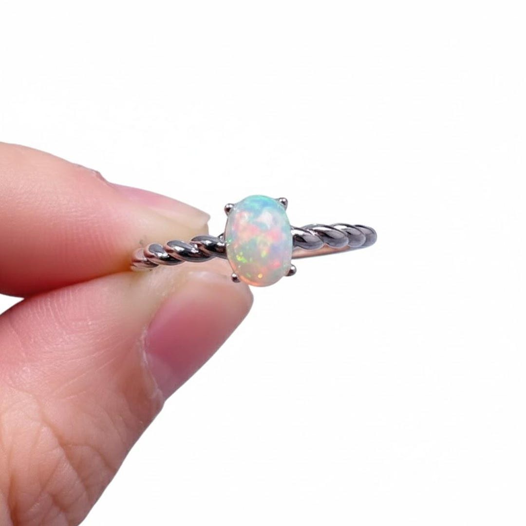 Opal Silver Ring, Dainty Opal Ring, Sterling Silver Opal Jewelry ...