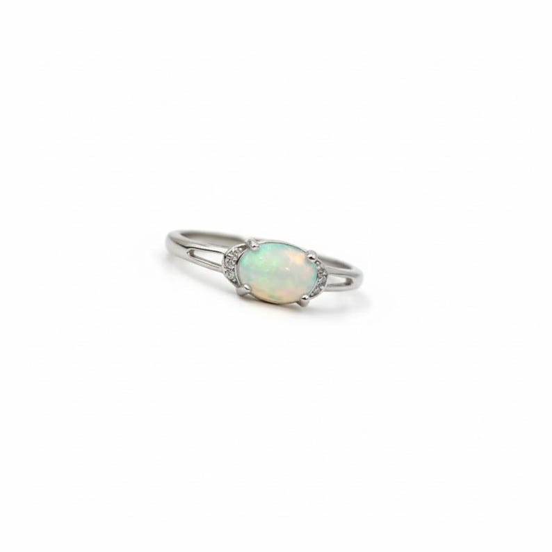 Simple Opal Ring • Dainty Opal Band • Minimalist October Birthstone ...