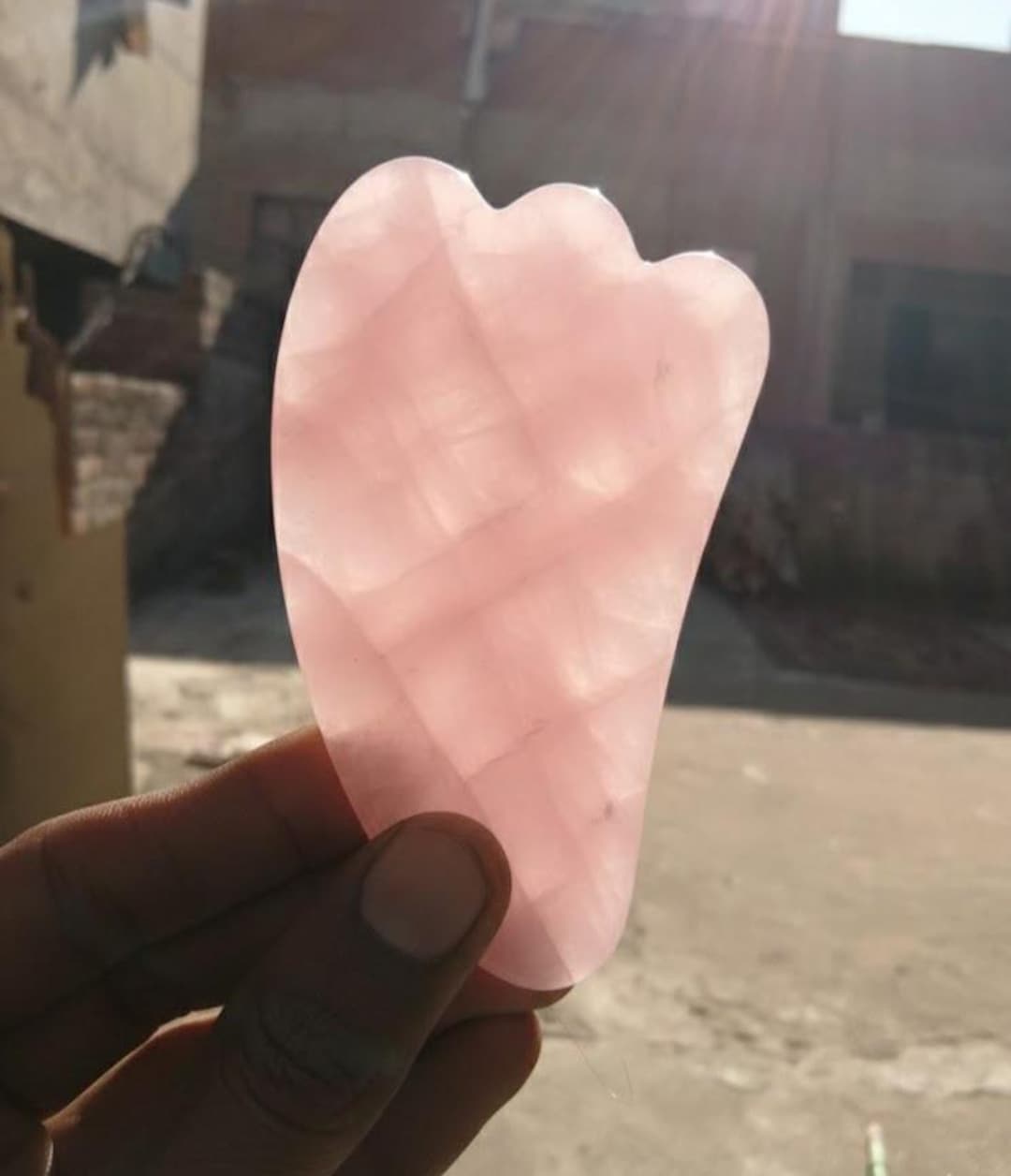 Rose Quartz Gua Sha Facial Tool | Natural Crystal Face Massager for ...