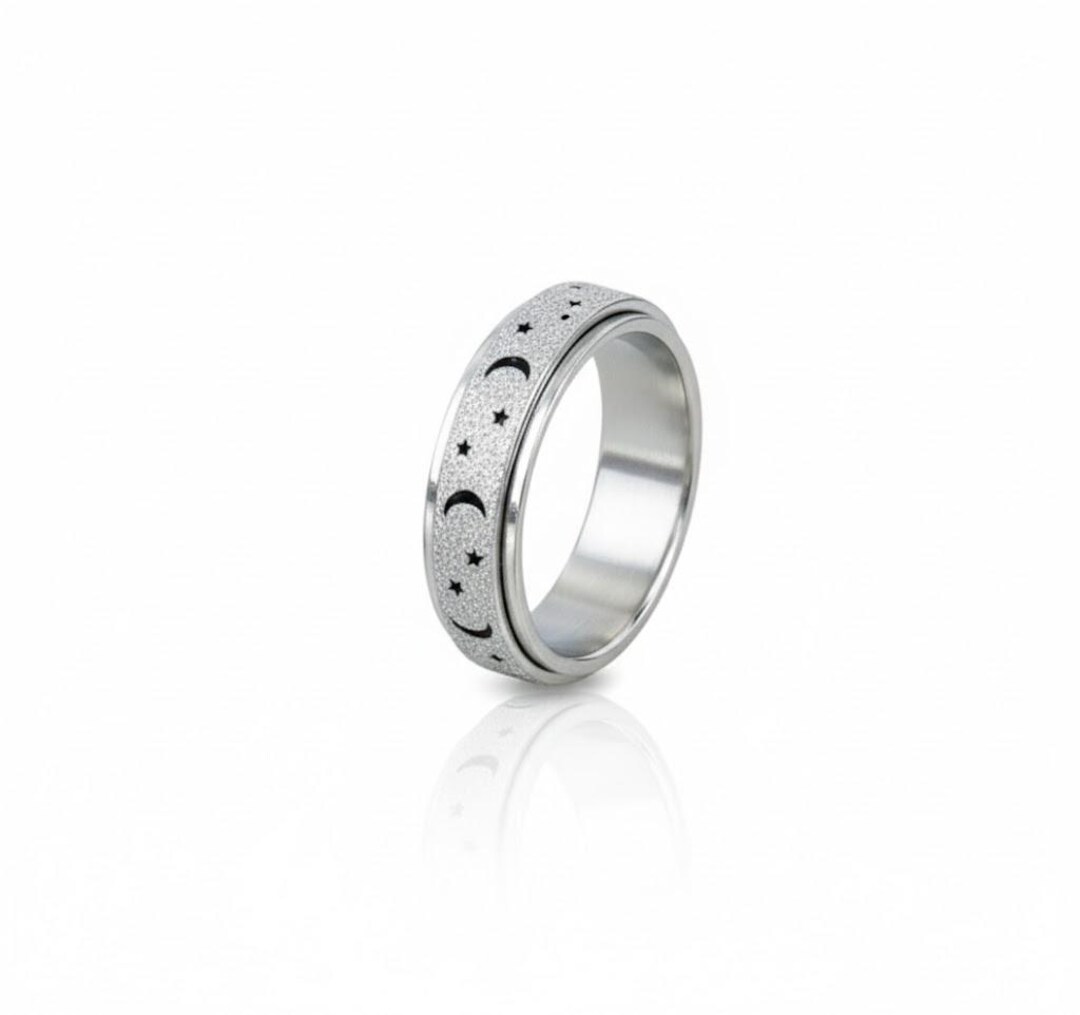 925 Sterling Silver Moon Design Spinner Ring, Spinner Ring ,meditation ...