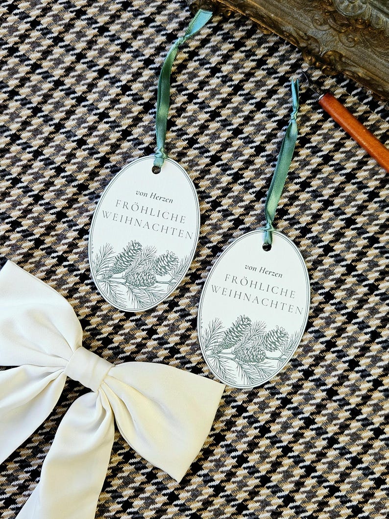 Christmas Gift Tags, Fir Branches, Classic, Elegant, Old Money, Dark ...