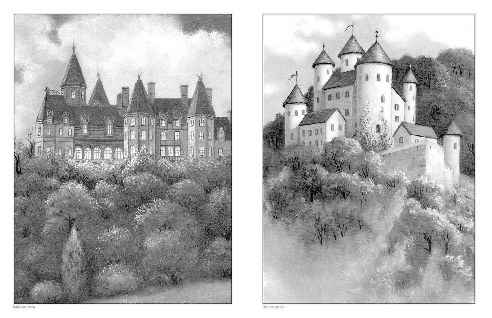 CASTLES: 10 Grayscale Coloring Pages for Adults in a - Etsy Canada