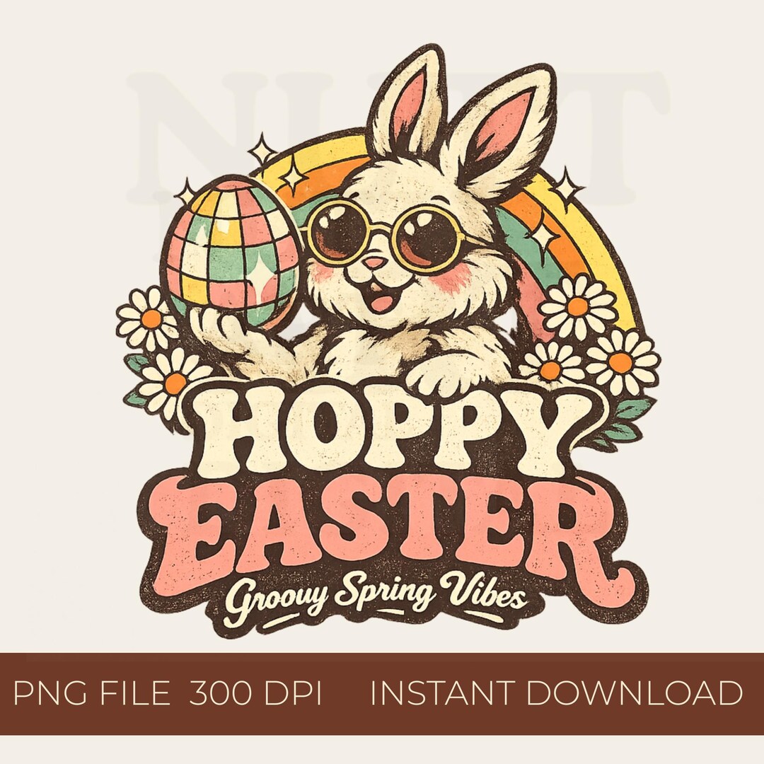 Groovy Bunny Easter PNG | Retro Disco Egg Clipart (digital Download) - Etsy