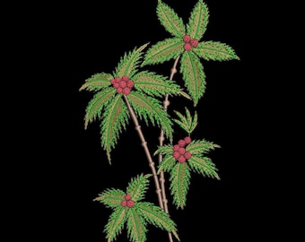 Palm Tree Embroidery Design | Tropical Leaf Branch Machine Embroidery ...