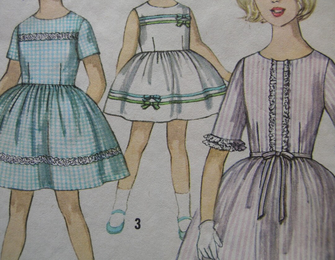 1960s Simplicity #4459 Vintage Sewing Pattern Girls' ONE-PIECE DRESS ...
