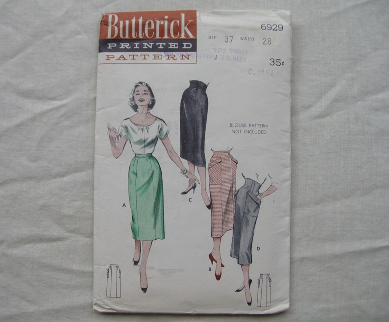 1950s Butterick 6929 FACTORY FOLDED, RARE Vintage Sewing Pattern Misses ...