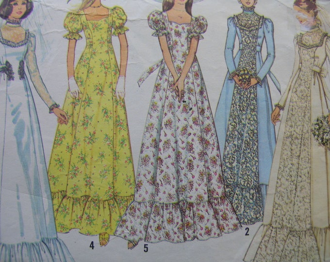 1975 Simplicity 6888 MOSTLY UNCUT Vtg Sewing Pattern Bridal Dress With ...