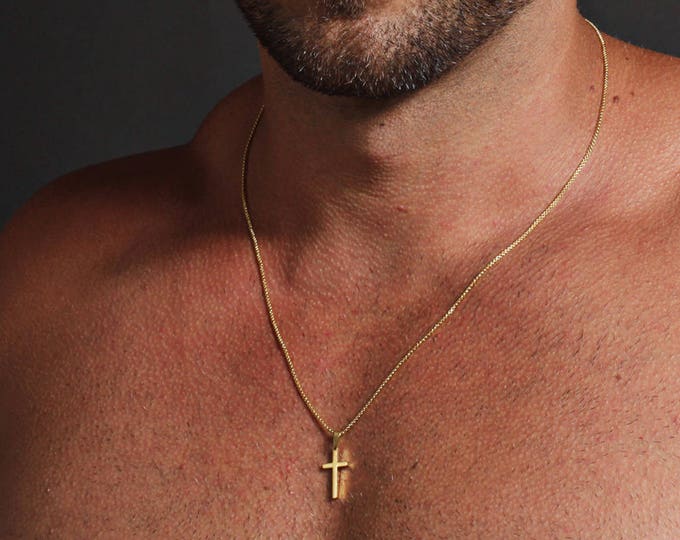 Men's Necklace Small Cross Necklace Men's Gold Cross Necklace Mens ...