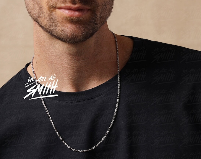 Waterproof Silver Rope Style Chain Necklace for Men Men's Stainless ...