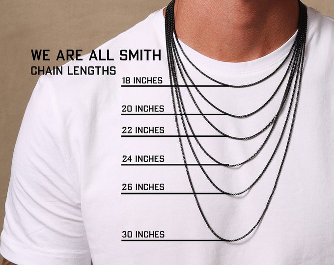 Men's Necklace Chains 2mm Black Venetian Round Box Chain Black Coated ...