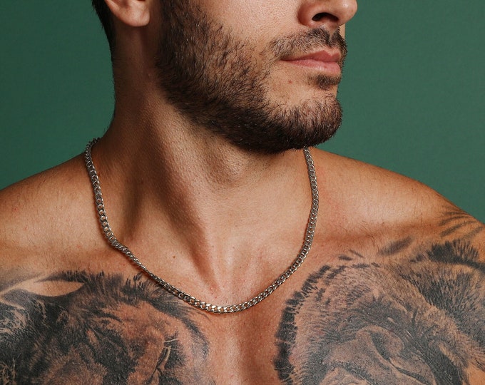 Waterproof Necklace 5mm Stainless Steel Curb Chain Necklace for Men ...