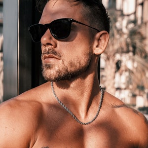 Waterproof Silver Rope Style Chain Necklace for Men - Men's Stainless ...