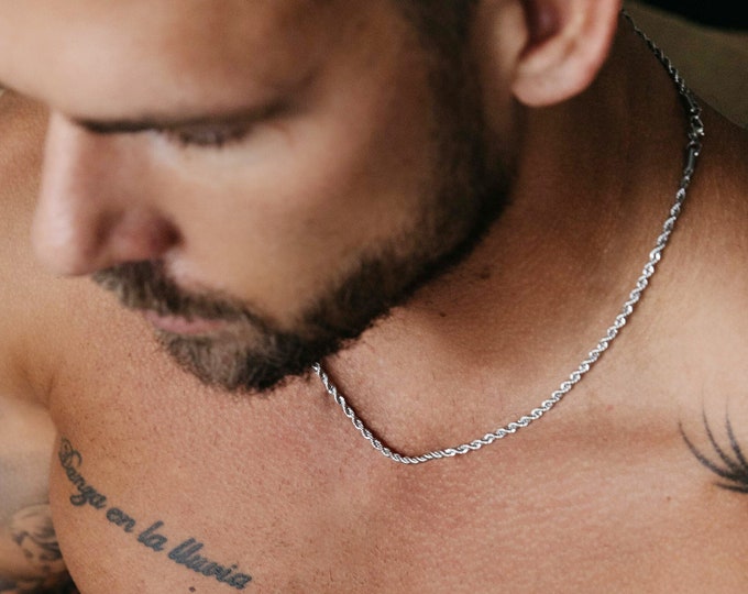Waterproof Men's Rope Chain 3mm Stainless Steel Rope Chain Necklace for ...