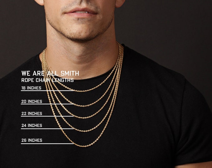 Men Rope Chain Necklace Men's Gold Plated Stainless Steel Necklace Man ...