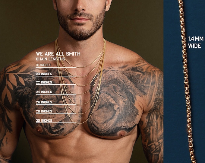 Gold Chain for Men Round Box Chain Necklace for Men 14k Gold FILLED 18 ...