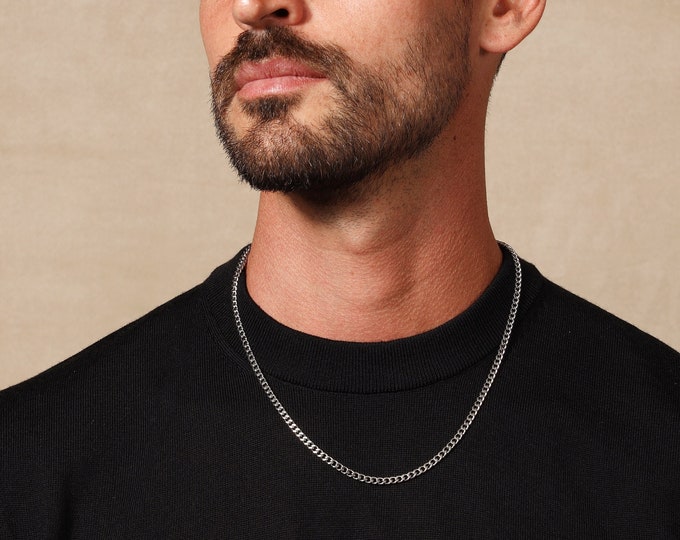 Waterproof Men's Chain Necklace / Cuban Chain / 4mm 316L Stainless ...