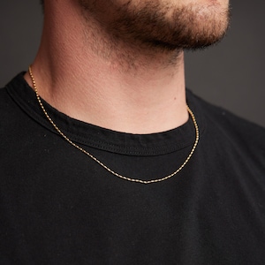 Gold Men's Chain - Minimalist 1mm 14k Gold Plated 316L Stainless Steel ...
