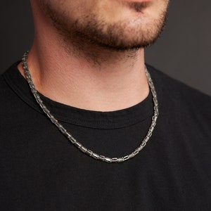 Waterproof Sweatproof Men's Silver Chain Necklace - 5mm 316L Stainless ...