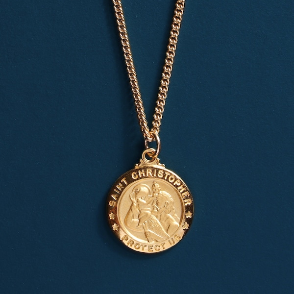Gold St Christopher Medal for Men - Etsy