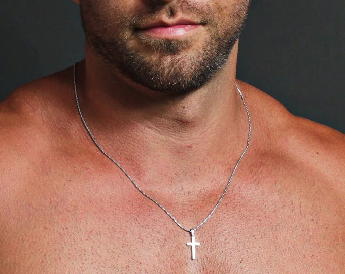 Waterproof Mens Necklace Small Cross Necklace Mens Stainless Steel Cross Necklace Mens Necklace