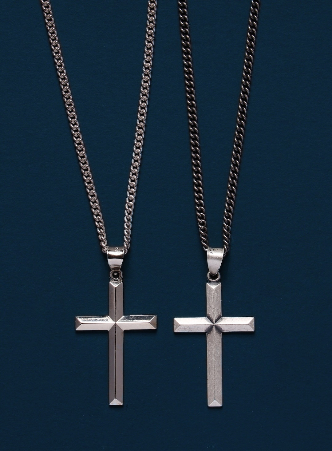 Large Sterling Silver Bevel Cross - Geometric, Sleek, Minimalist Cross ...