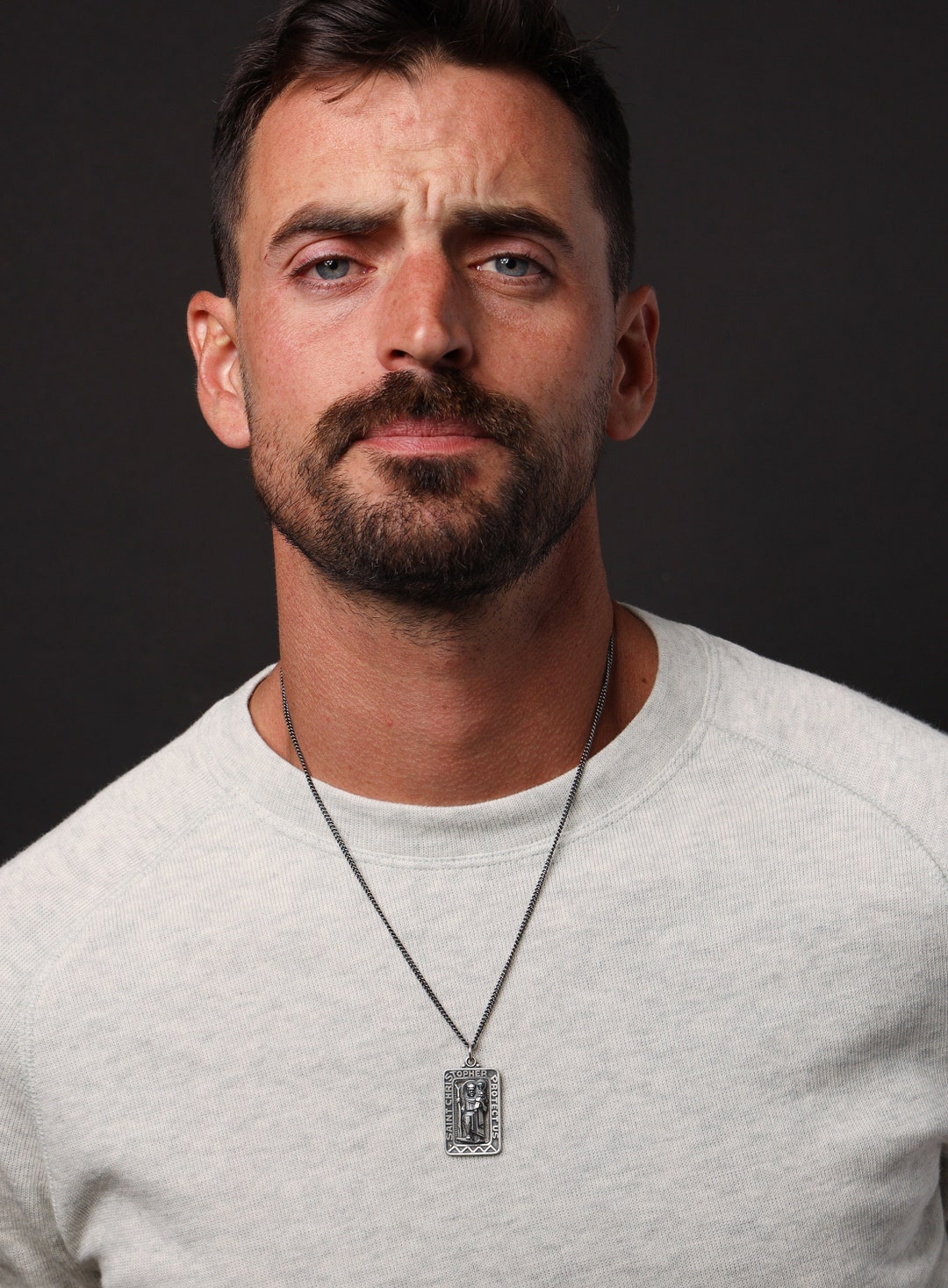 Large Saint Christopher Rectangle Shape Pendant Necklace Large and ...