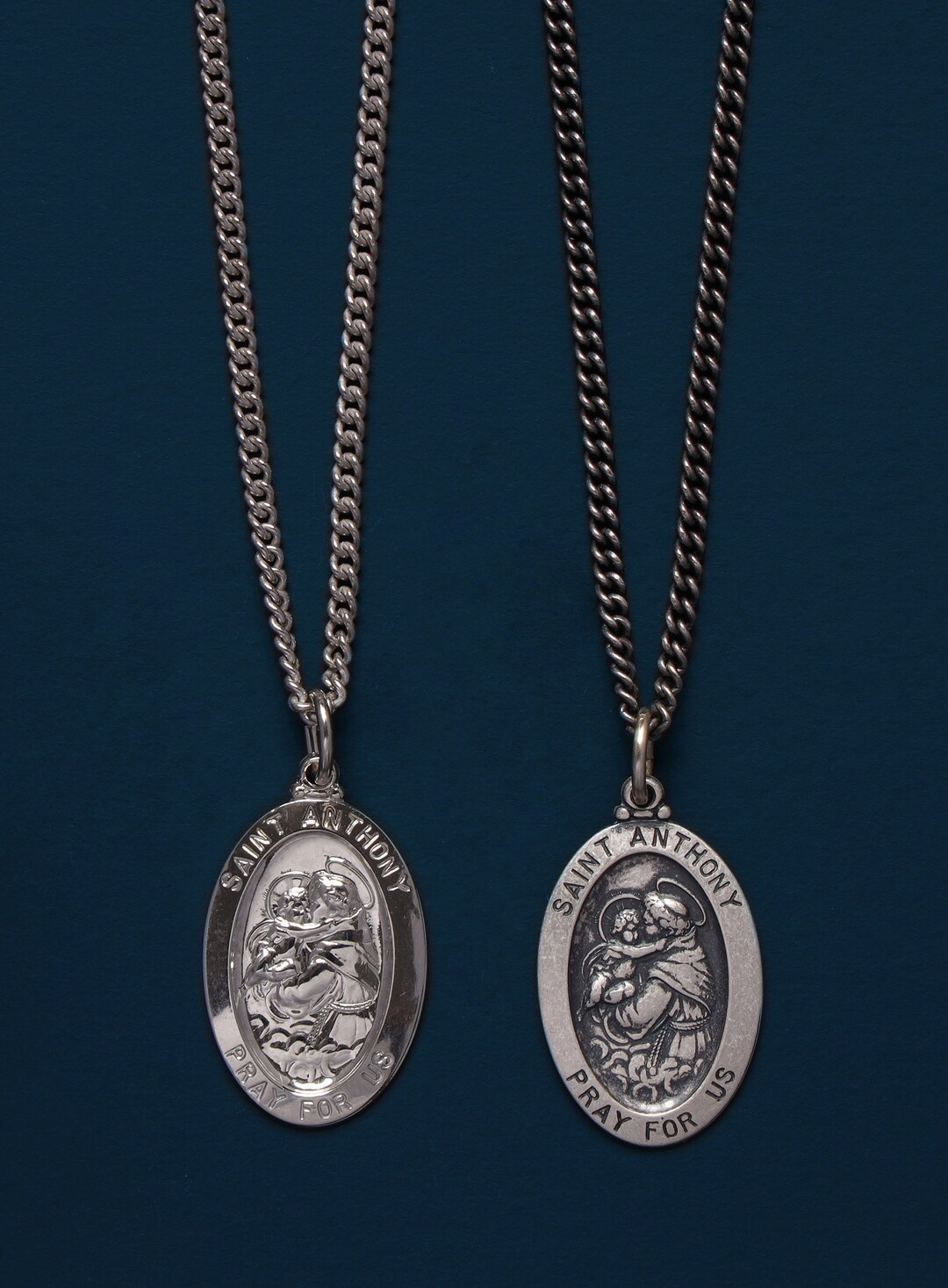 Saint Anthony Sterling Silver Oval Medal - Patron Saint of Animals ...