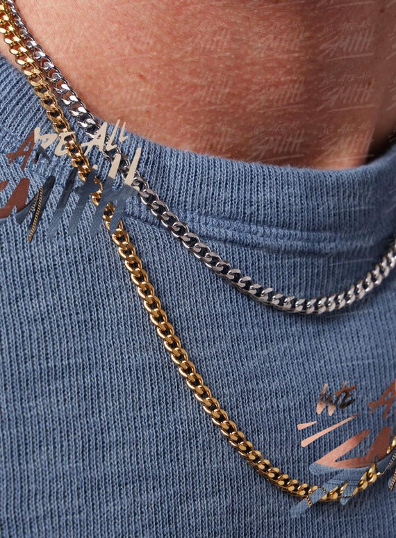 Chain Necklace 4mm Wide Cuban Link 316L Stainless Steel Chain Jewelry Gifts for Men Men s Silver or Gold Jewelry Gifts Ship Fast Etsy