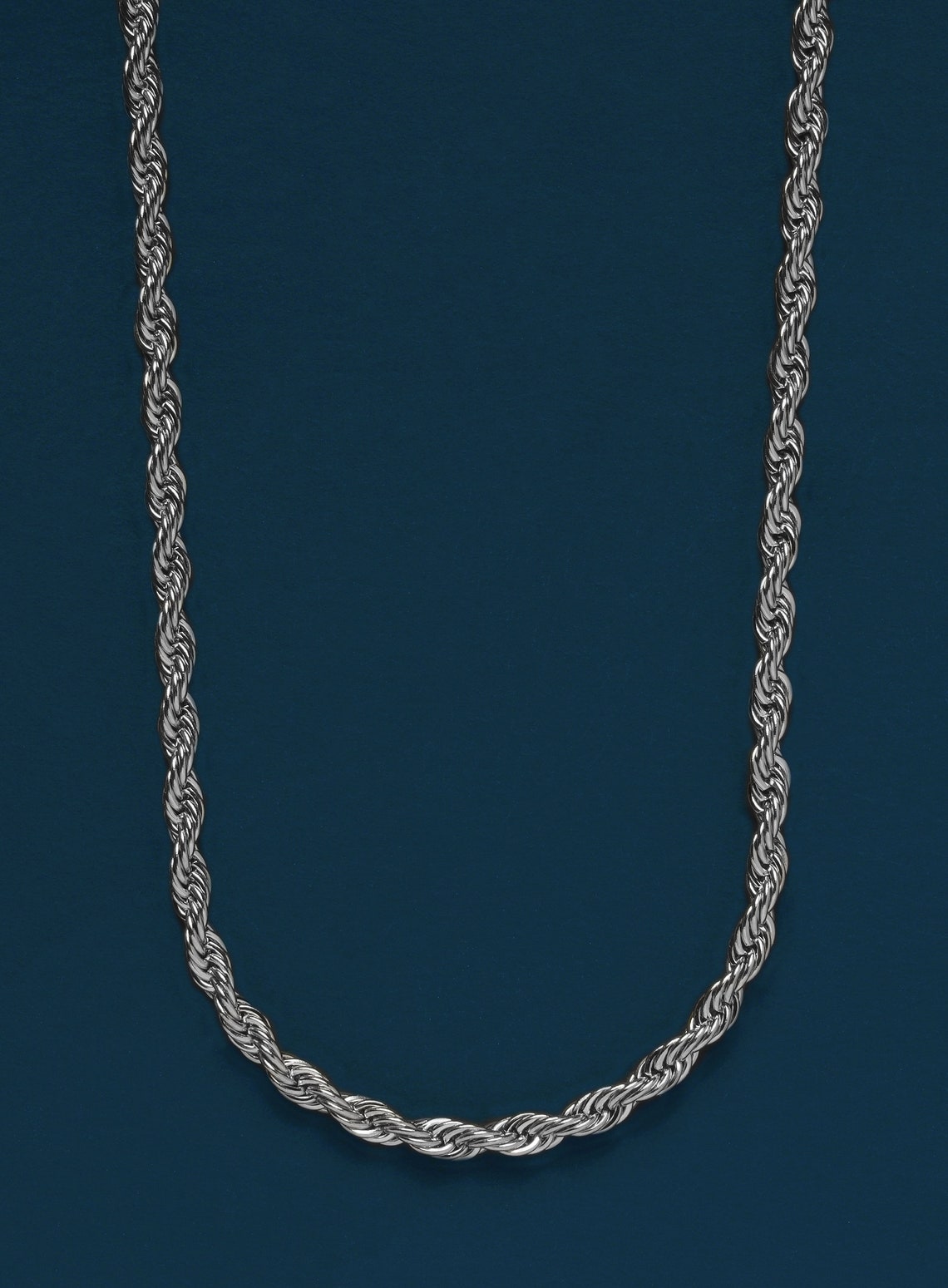 Waterproof Silver Rope style chain necklace for men | Etsy