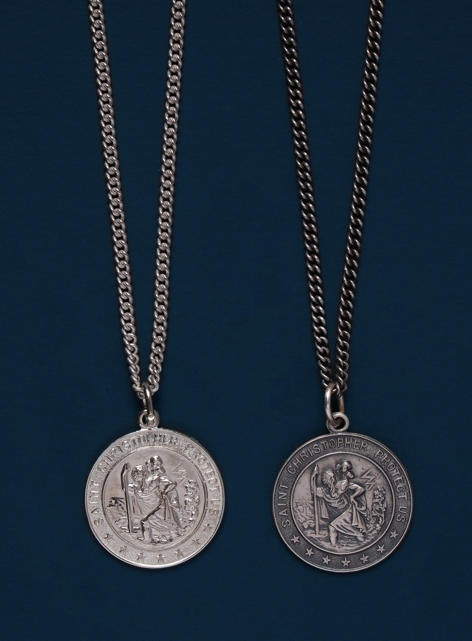 Small Round Saint Christopher Sterling Silver Medal - Patron Saint St ...