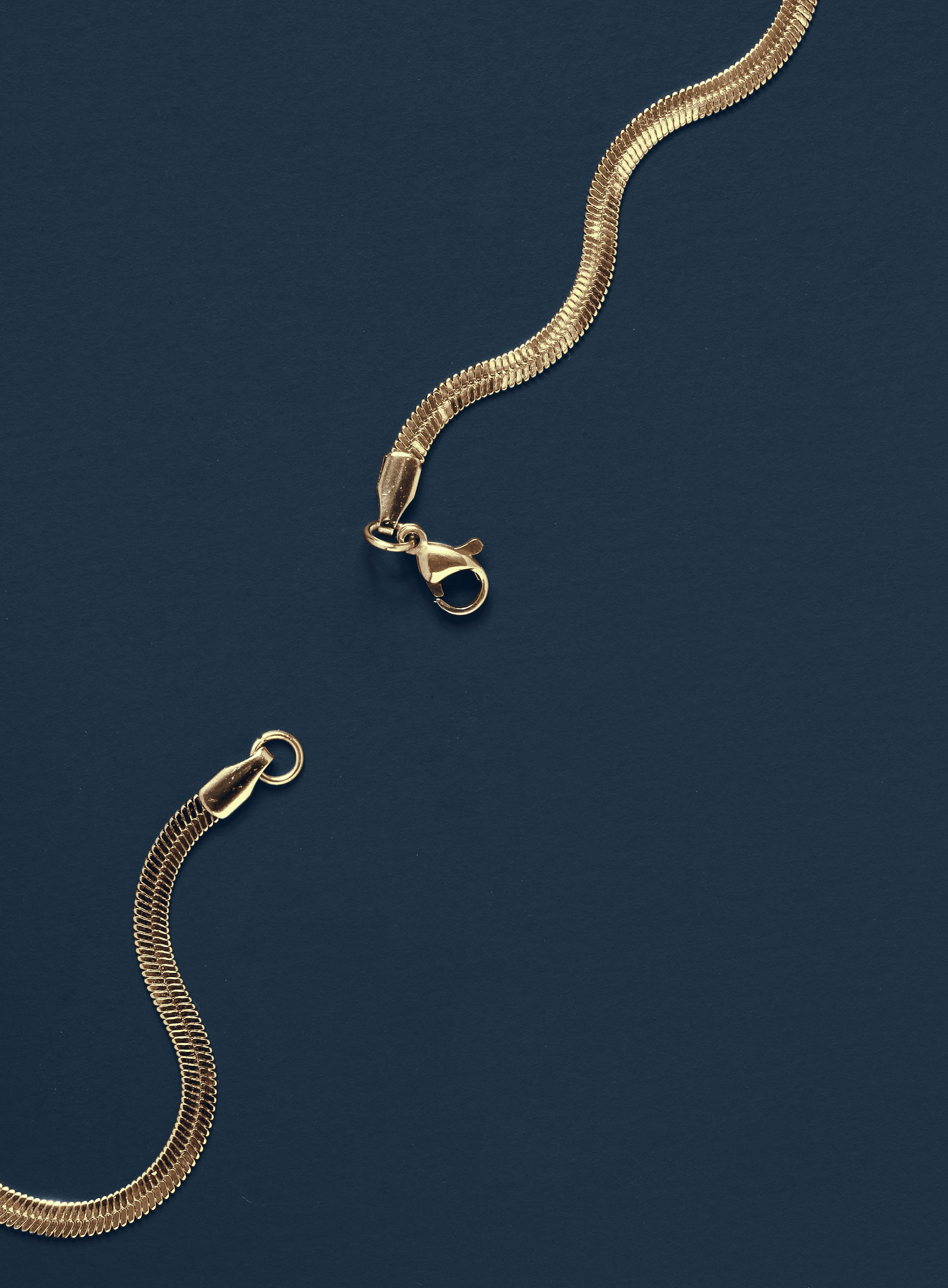 Gold Men's Chain Necklace - 3mm Sleek Herringbone Snake Style Chain ...
