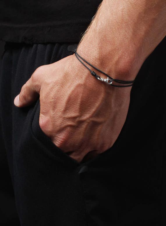 Mens thin black bracelet store