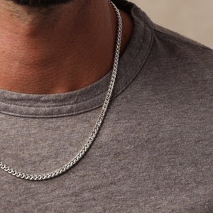 Men's Chain Necklaces 4mm LIGHTWEIGHT 925 Sterling Silver Curb Chain ...