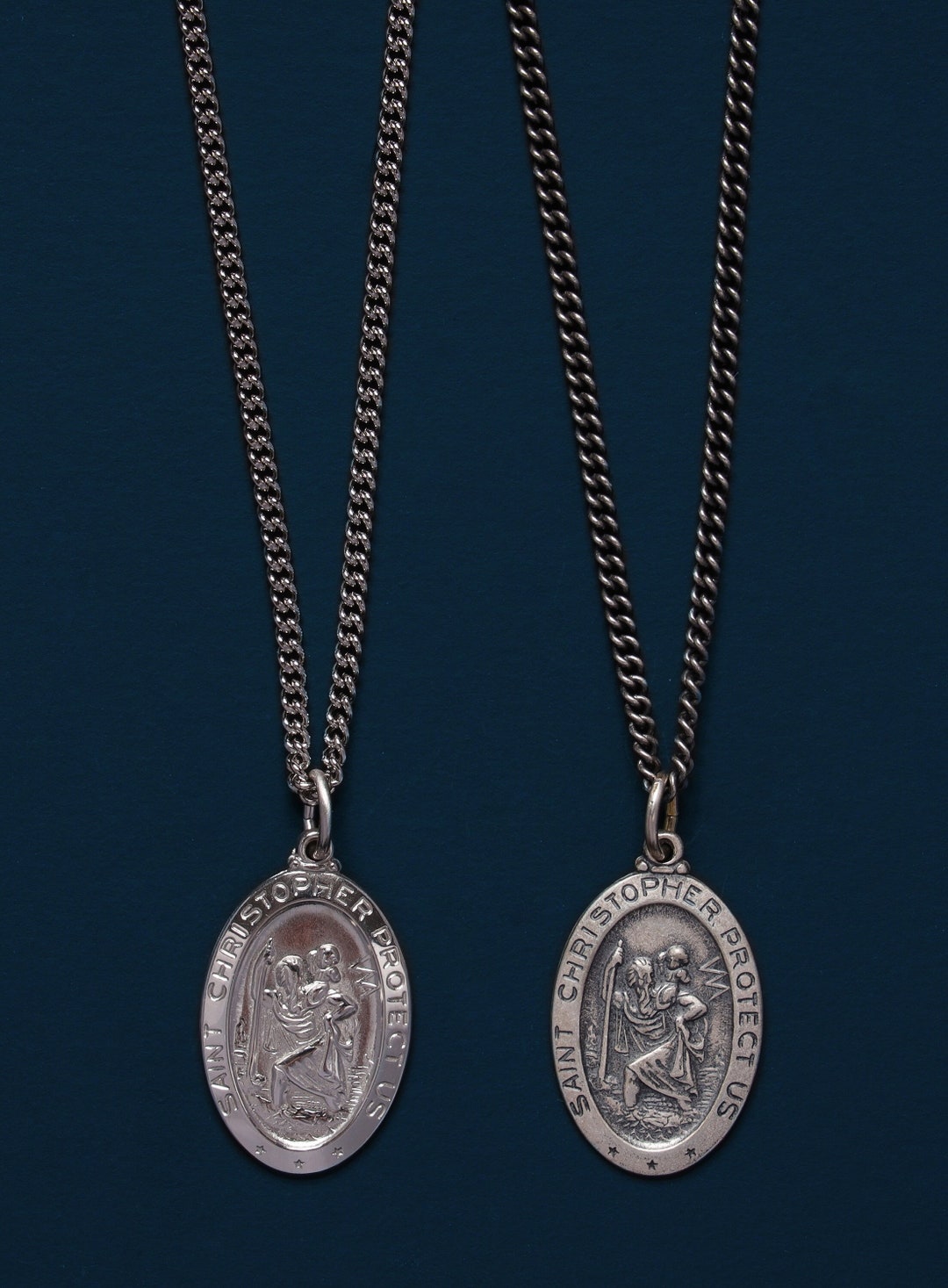 Saint Christopher Sterling Silver Oval Medal - Sterling Silver Oval ...