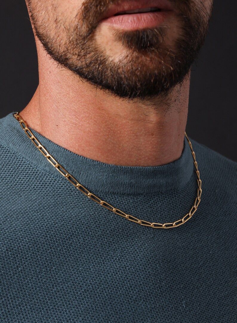 Minimalist Men's Gold Chain 14k Gold Filled Elongated - Etsy