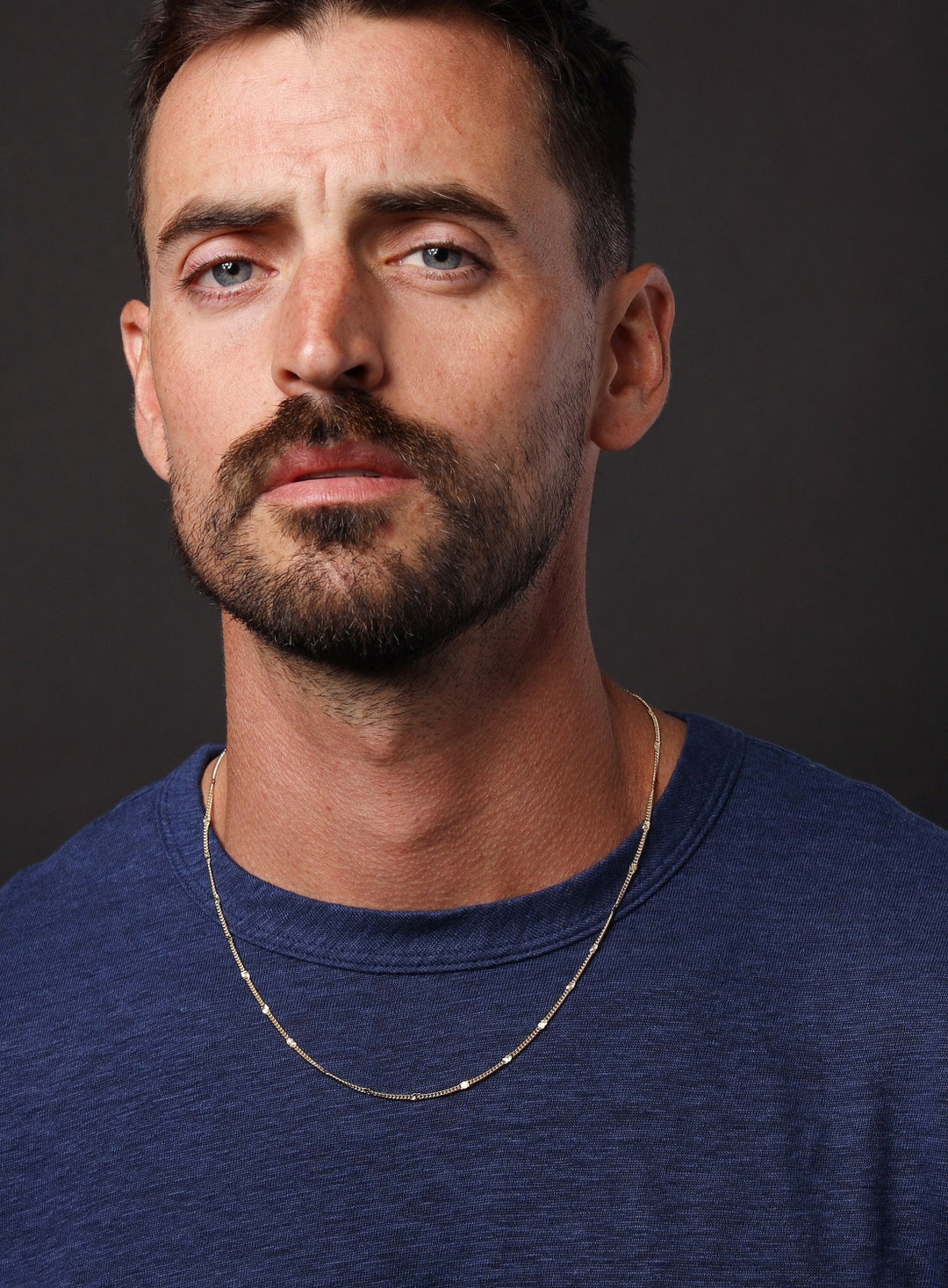 Mens Gold Chain - 14k Gold Filled Curb Chain Necklace With Satellite ...