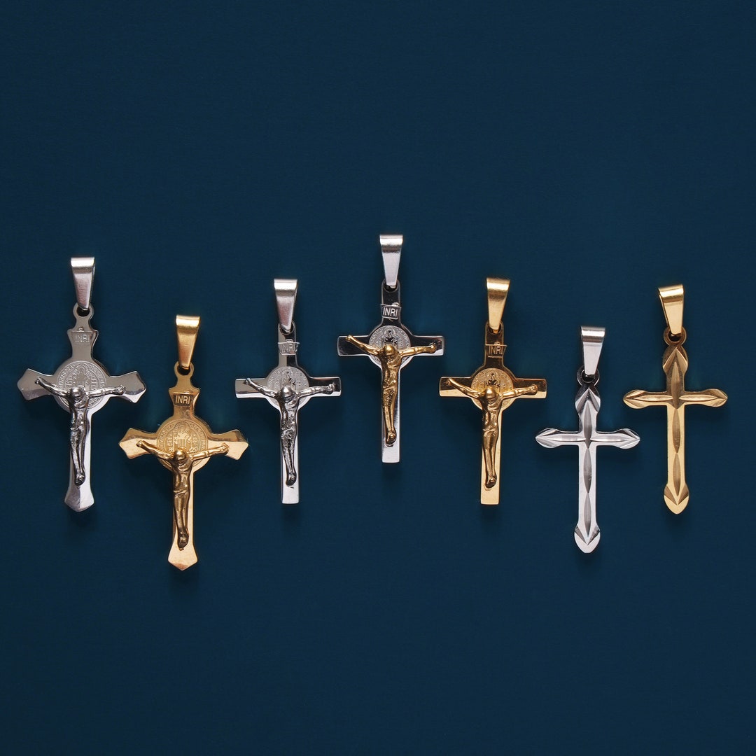 Gold, Silver Crucifix and Cross Pendant / Minimalist Cross Pendant Only ...