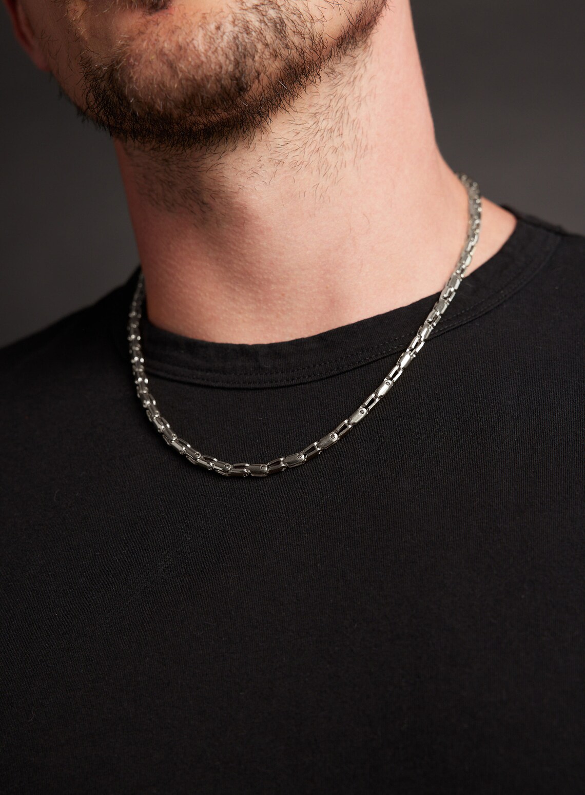 Waterproof Sweatproof Men's Silver Chain Necklace - 5mm 316L Stainless ...
