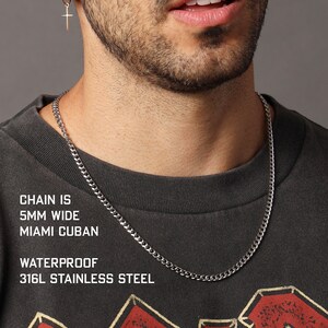 Waterproof Cuban Chain / 5mm 316L Stainless Steel Bevel Cuban Thick Man ...