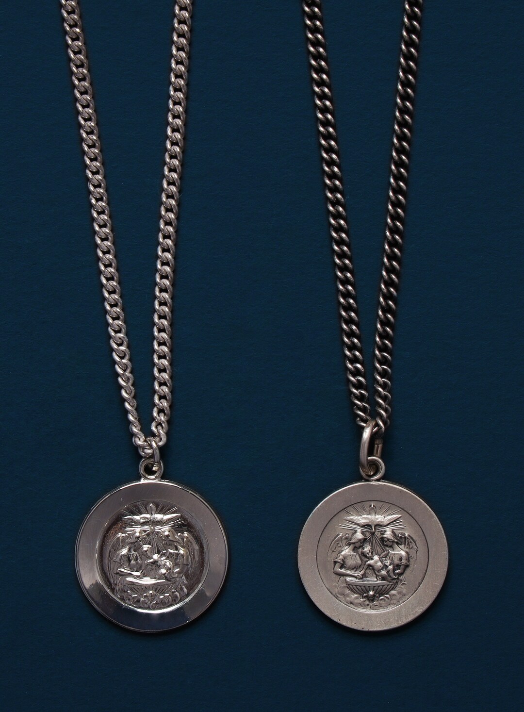 Small Baptism Sterling Silver Medal - Small, Minimalist, Round Baptism ...