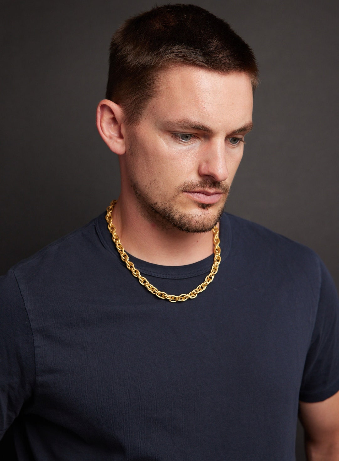Men's Gold Chain Necklace - CHUNKY Thick Rope Style Chain Necklace for ...