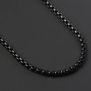 Black Stainless Steel Chain Necklace for Men - Black Rhodium Round Box ...