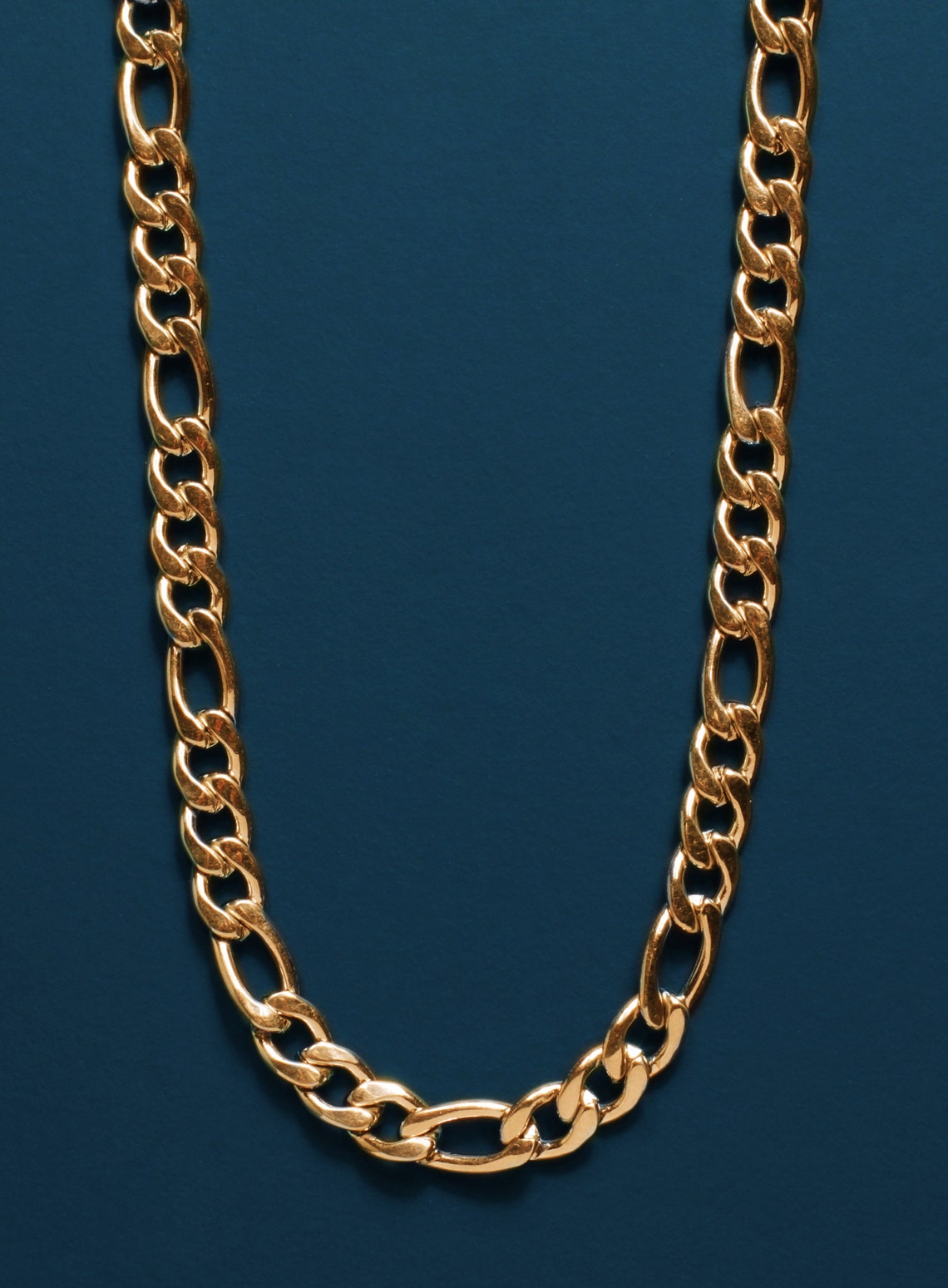 7mm Thick Chain for Men / Men's Gold Necklace Figaro Style - Etsy